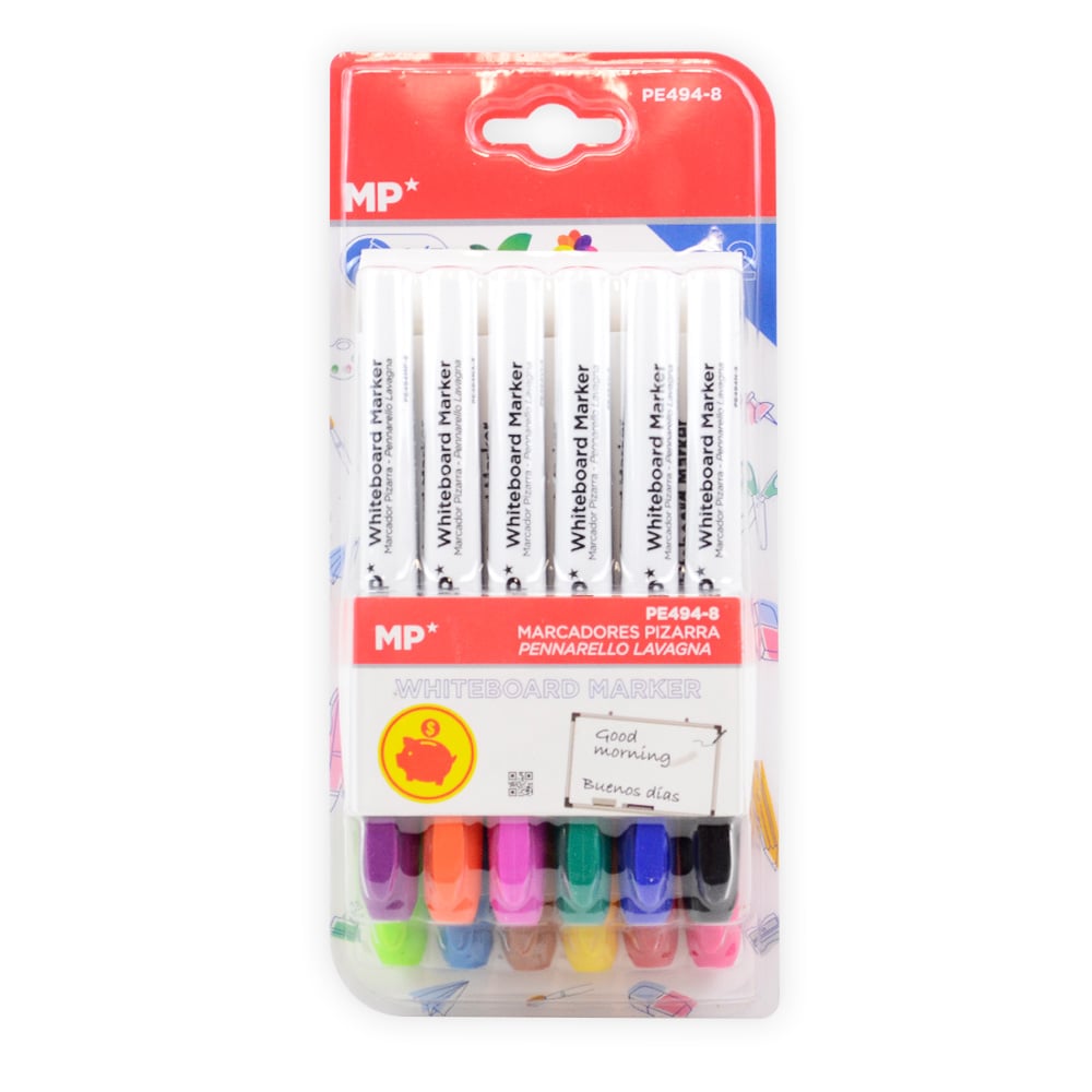 Lot de 12 marqueurs effaçables pour tableau blanc pointe ronde couleurs ...