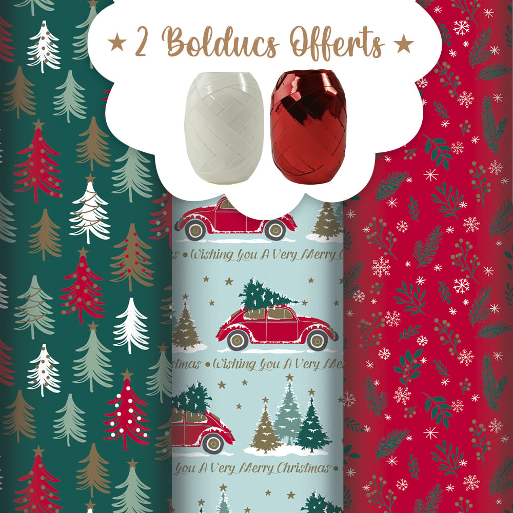 Lot de 3 rouleaux papier cadeau pour noël 2m Alliance CLAIREFONTAINE ...