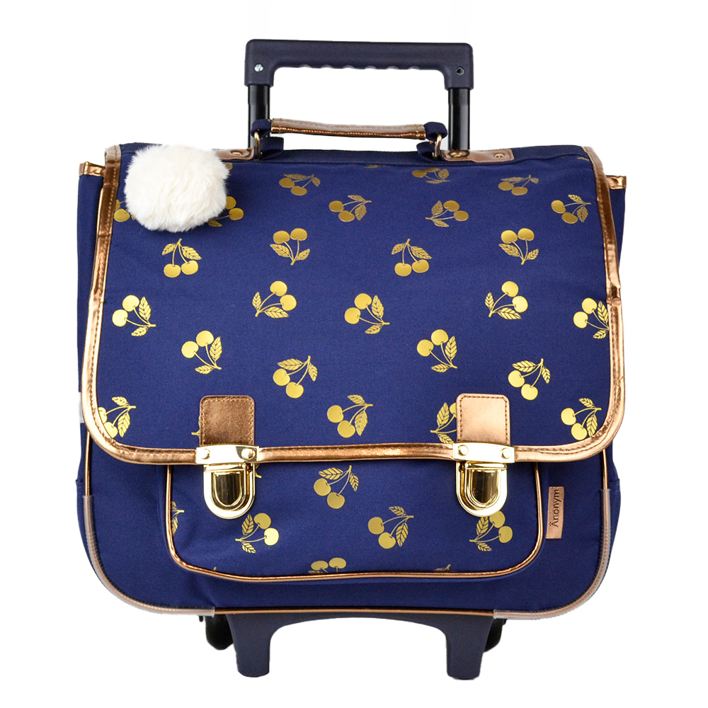 Cartable à roulettes Cherry ANONYM 38 cm 2 compartiments bleu marine ...