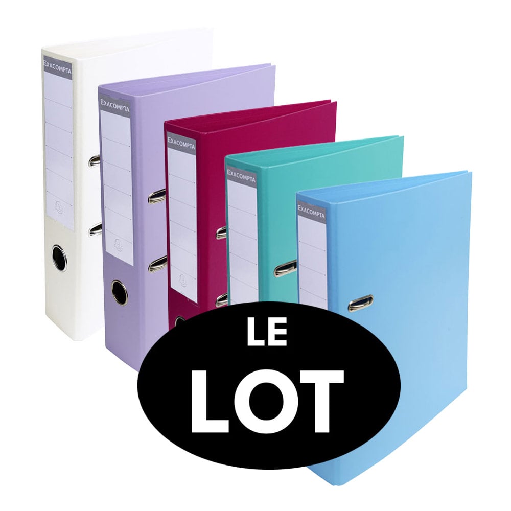 Lot de 5 Classeurs à levier EXACOMPTA Extra solide Dos 7cm Couleurs ...