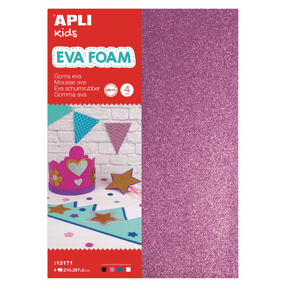 4 feuilles de mousse A4 pailletées noir/rose/bleu/blanc : Chez ...