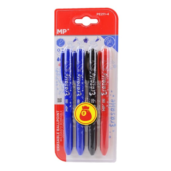 Lot de 4 stylos effaçables et rétractables MP pointe moyenne 0,7mm ...