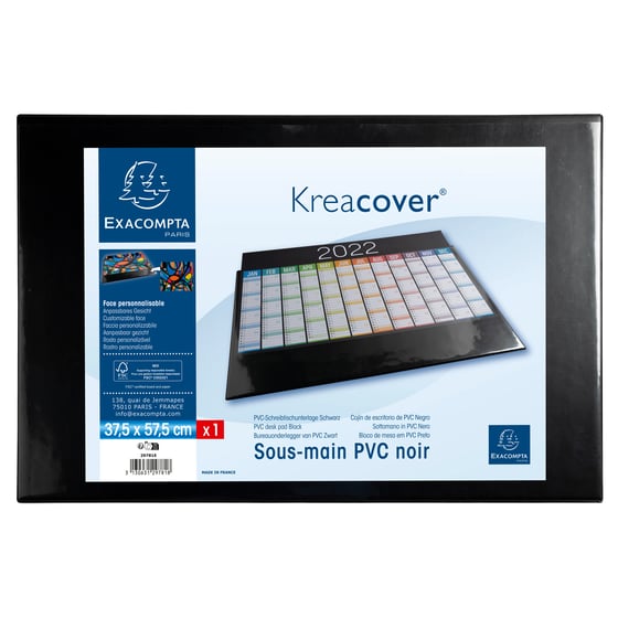 Sous-main personnalisable EXACOMPTA KreaCover 57,5x37,5cm noir : Chez ...