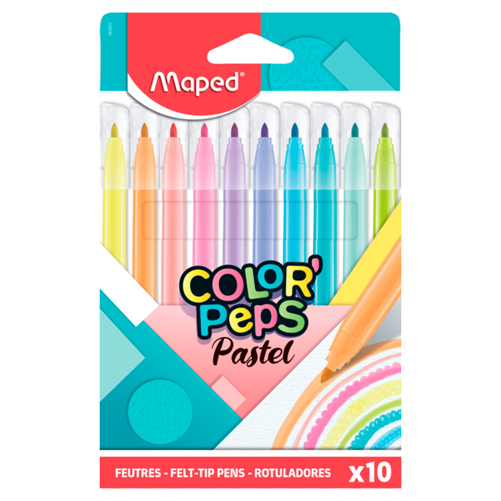 10 Feutres MAPED Color'Peps Pastel pointe moyenne : Chez ...