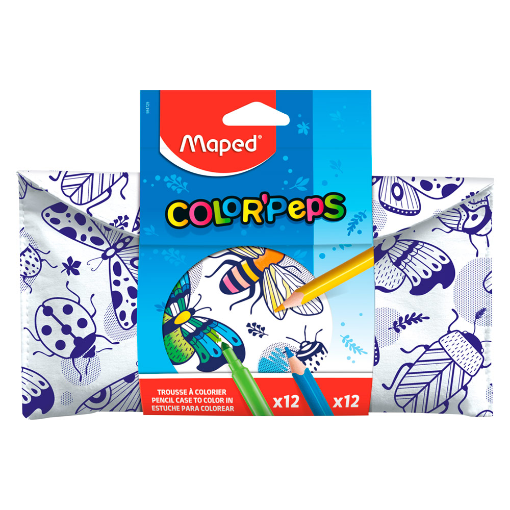 Kit Trousse à colorier MAPED + 12 feutres + 12 crayons de couleur ...