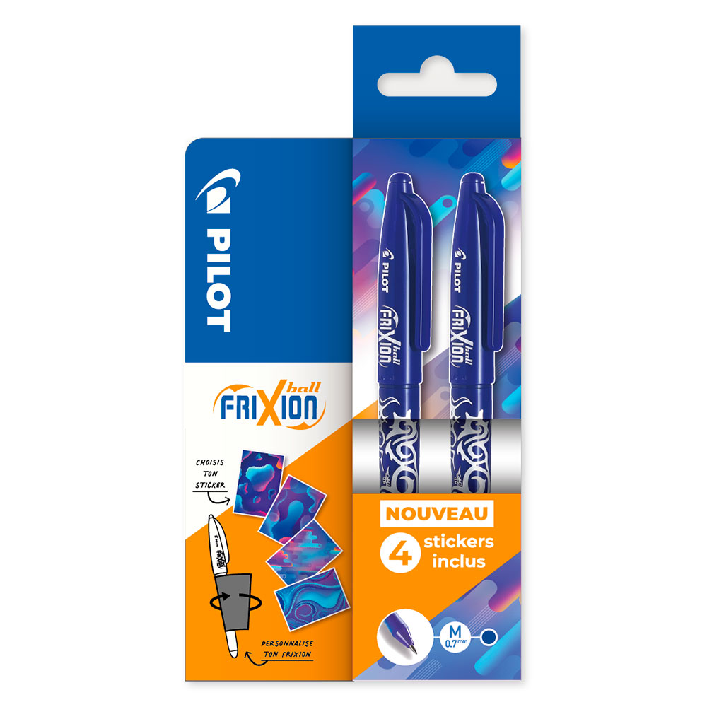 2 stylos roller PILOT Frixion effaçables bleu + 4 stickers de ...