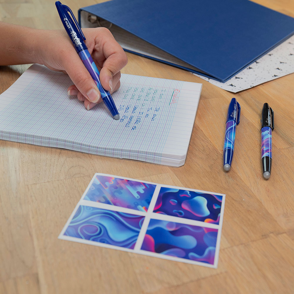 2 stylos roller PILOT Frixion effaçables bleu + 4 stickers de ...