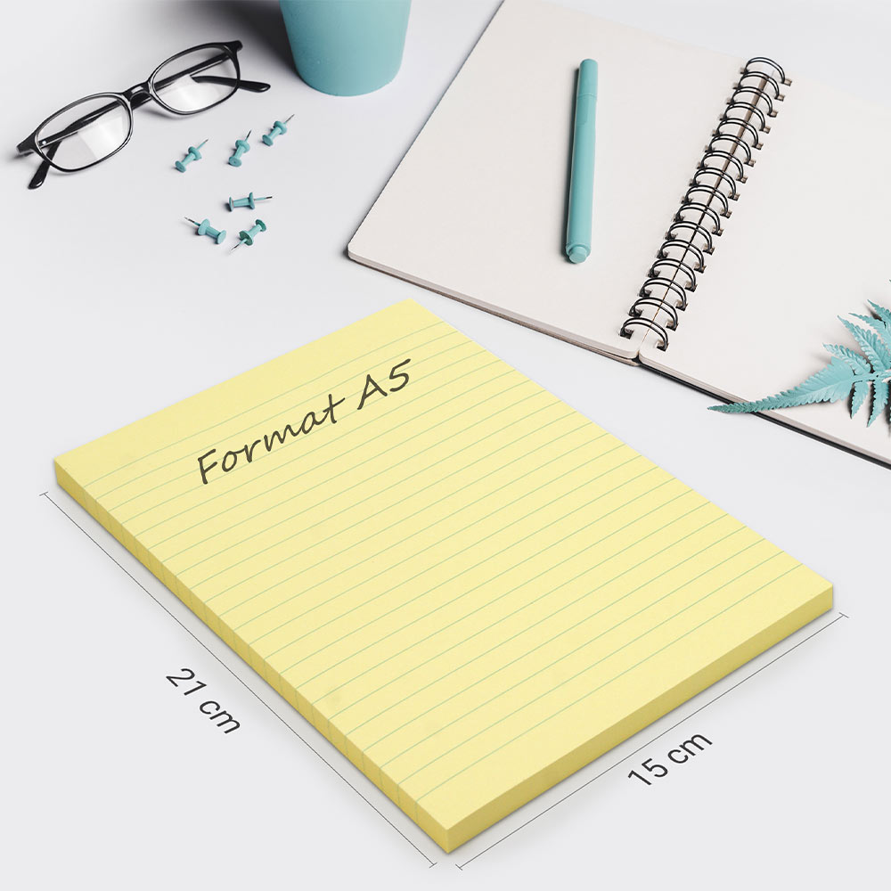 Bloc de 100 grandes notes repositionnables A5 150x210mm lignées WAYTEX ...