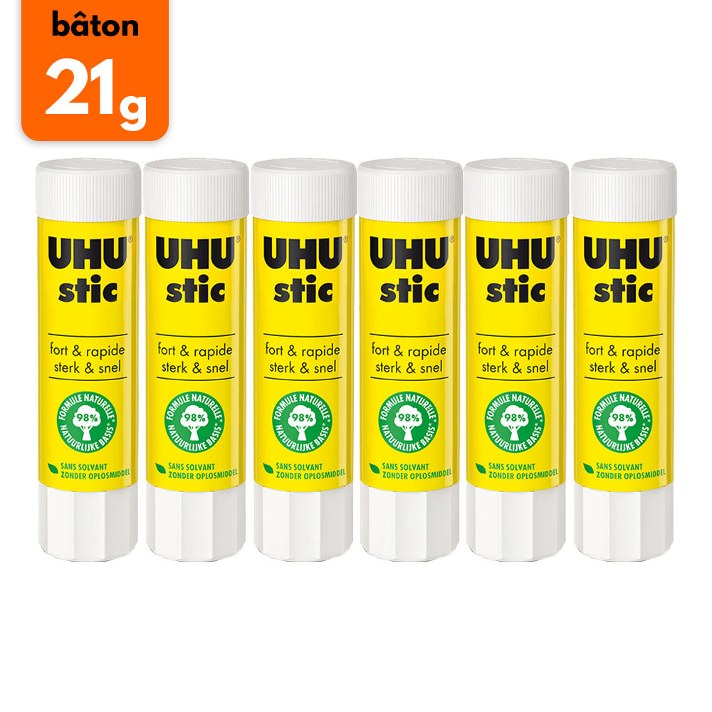 Lot de 6 Maxi Bâtons de colle blanche UHU 21g de UHU , Colles, sprays ...