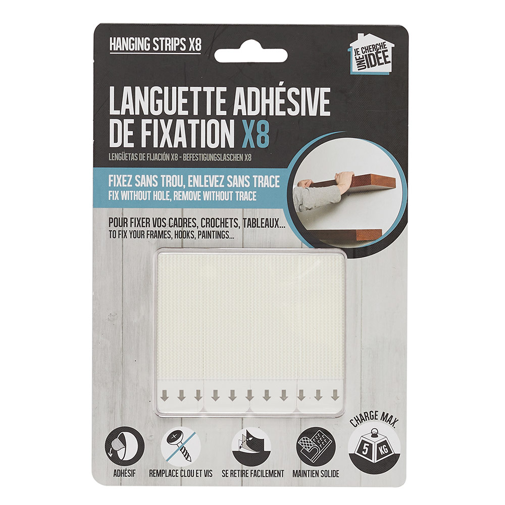 Lot de 8 Languettes adhésives de fixation : Chez Rentreediscount Ma ...