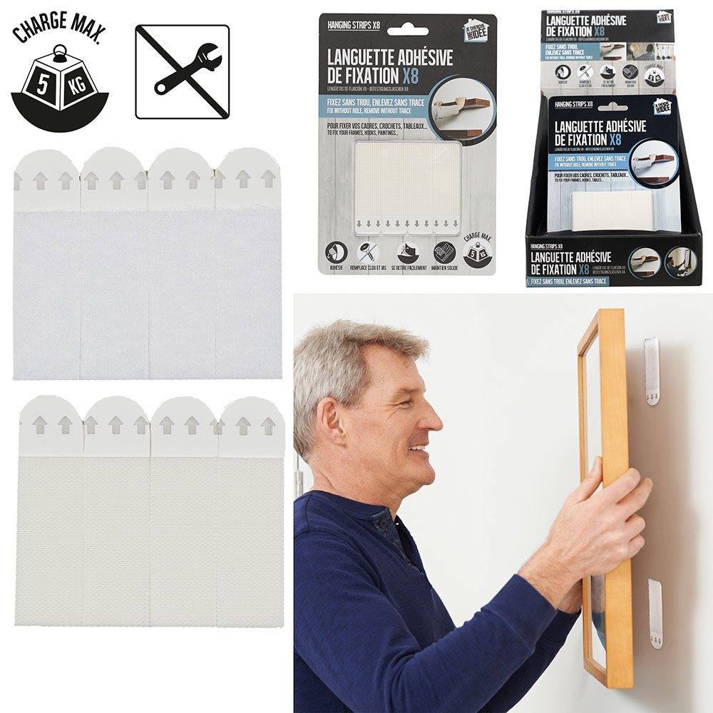 Lot de 8 Languettes adhésives de fixation : Chez Rentreediscount Ma ...