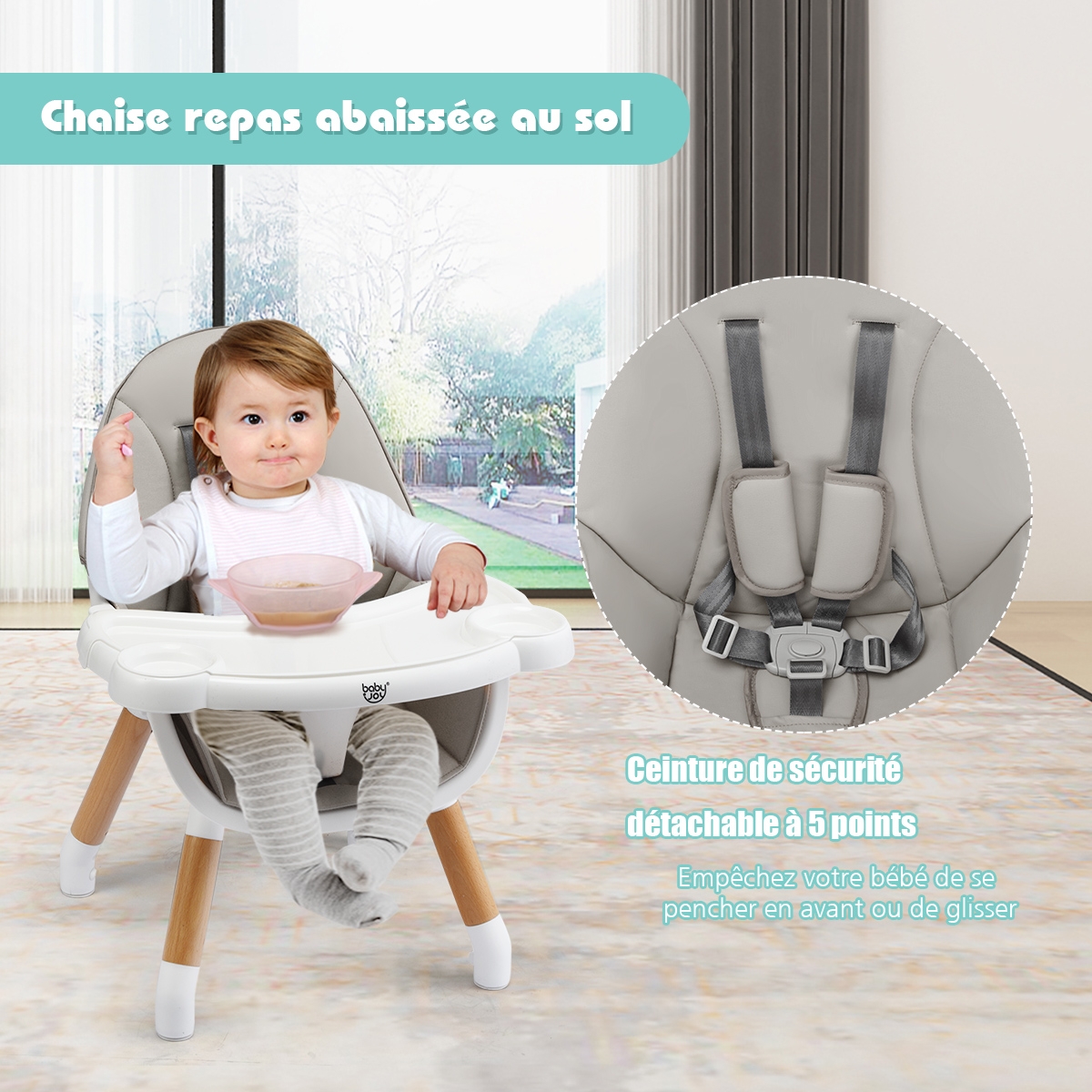 Chaise haute pour bébé 4-en-1 avec plateau ajustable jusqu'à 15 kg ...