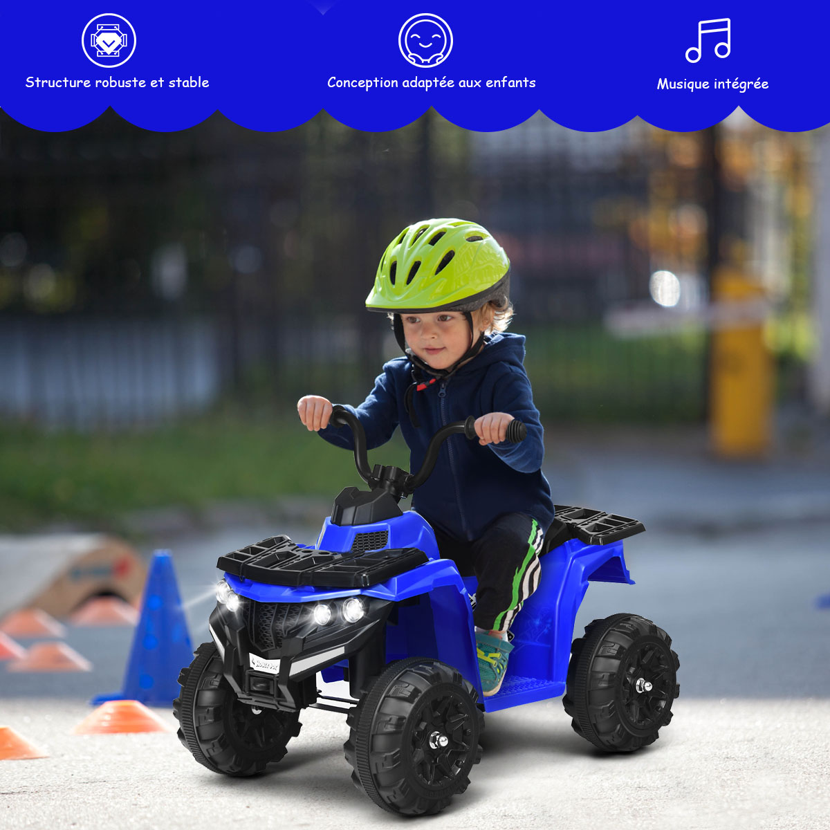 Véhicule Électrique pour Enfants Équipé de Phares Lecteur Musique MP3 ...