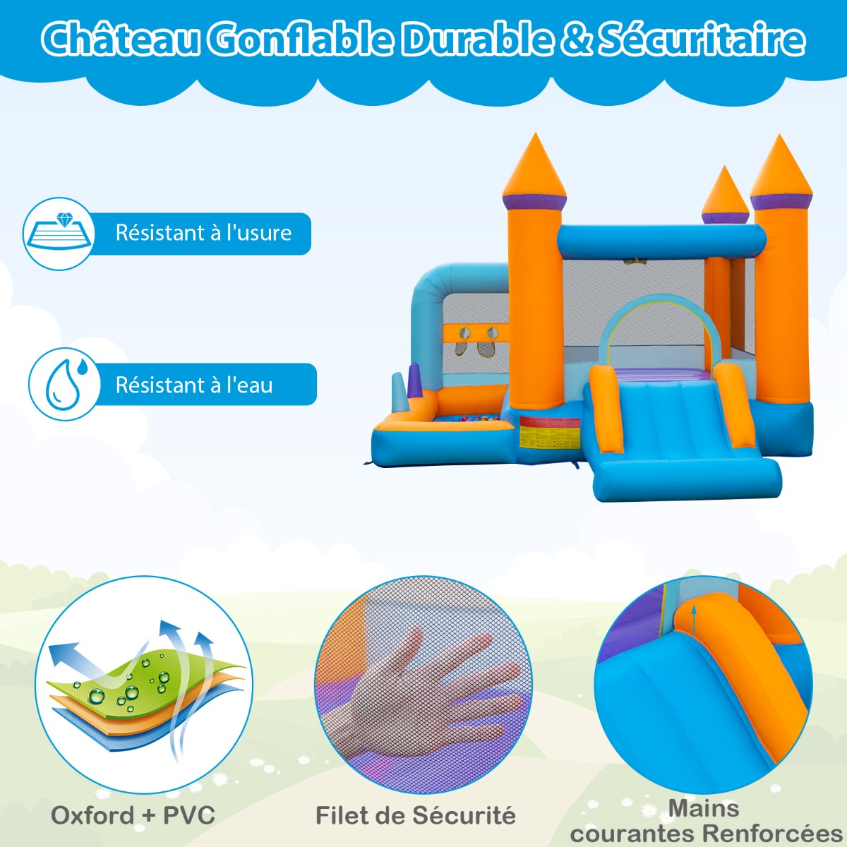 Ensemble de jeux gonflables 5-en-1 comprenant un château gonflable ...