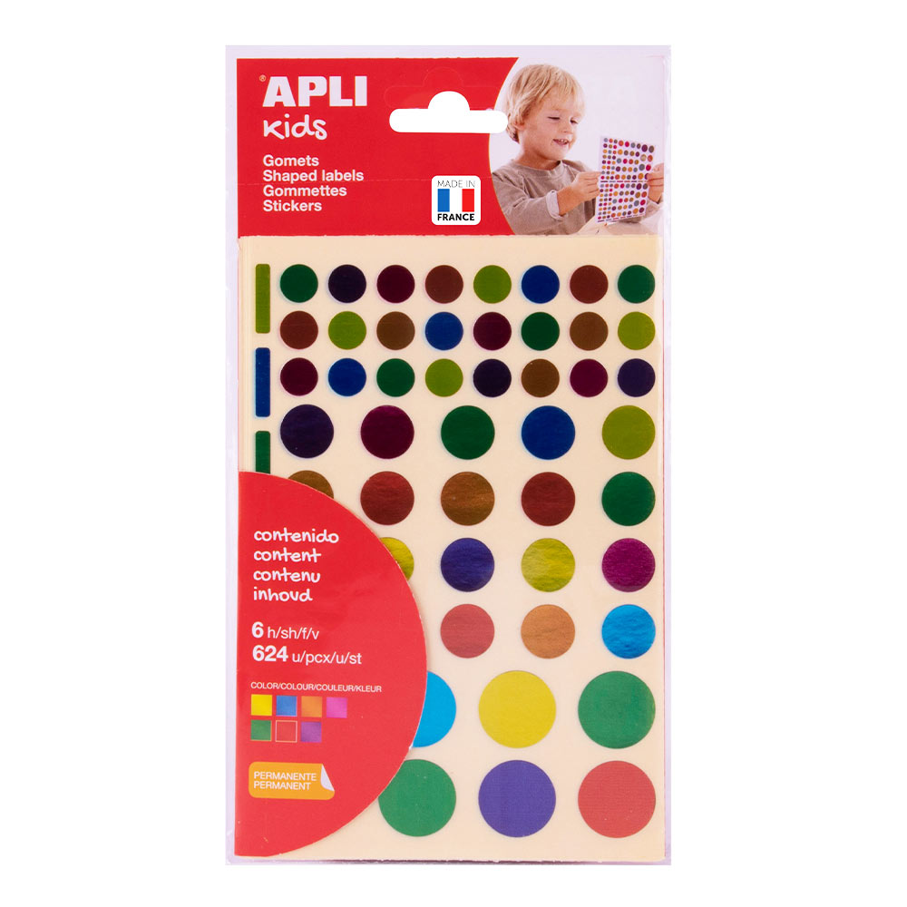 Pochette de 624 gommettes métal rond couleurs assorties : Chez ...
