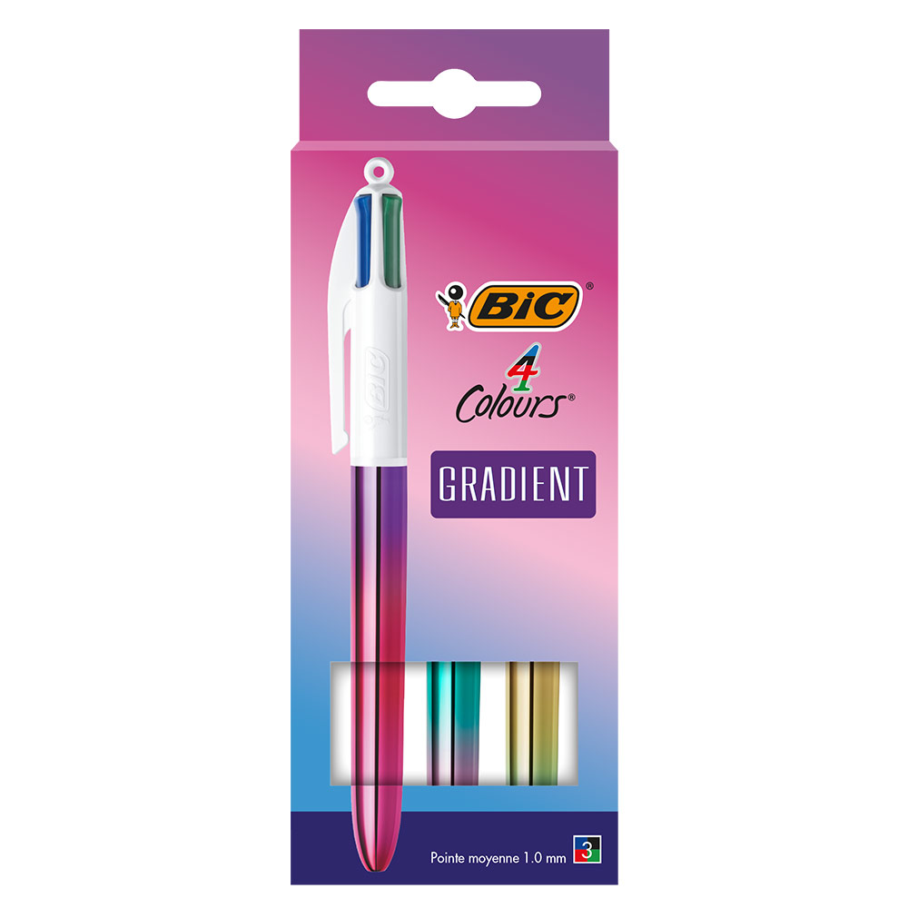 Coffret 3 Stylos Bille BIC 4 couleurs Gradient retractable : Chez ...