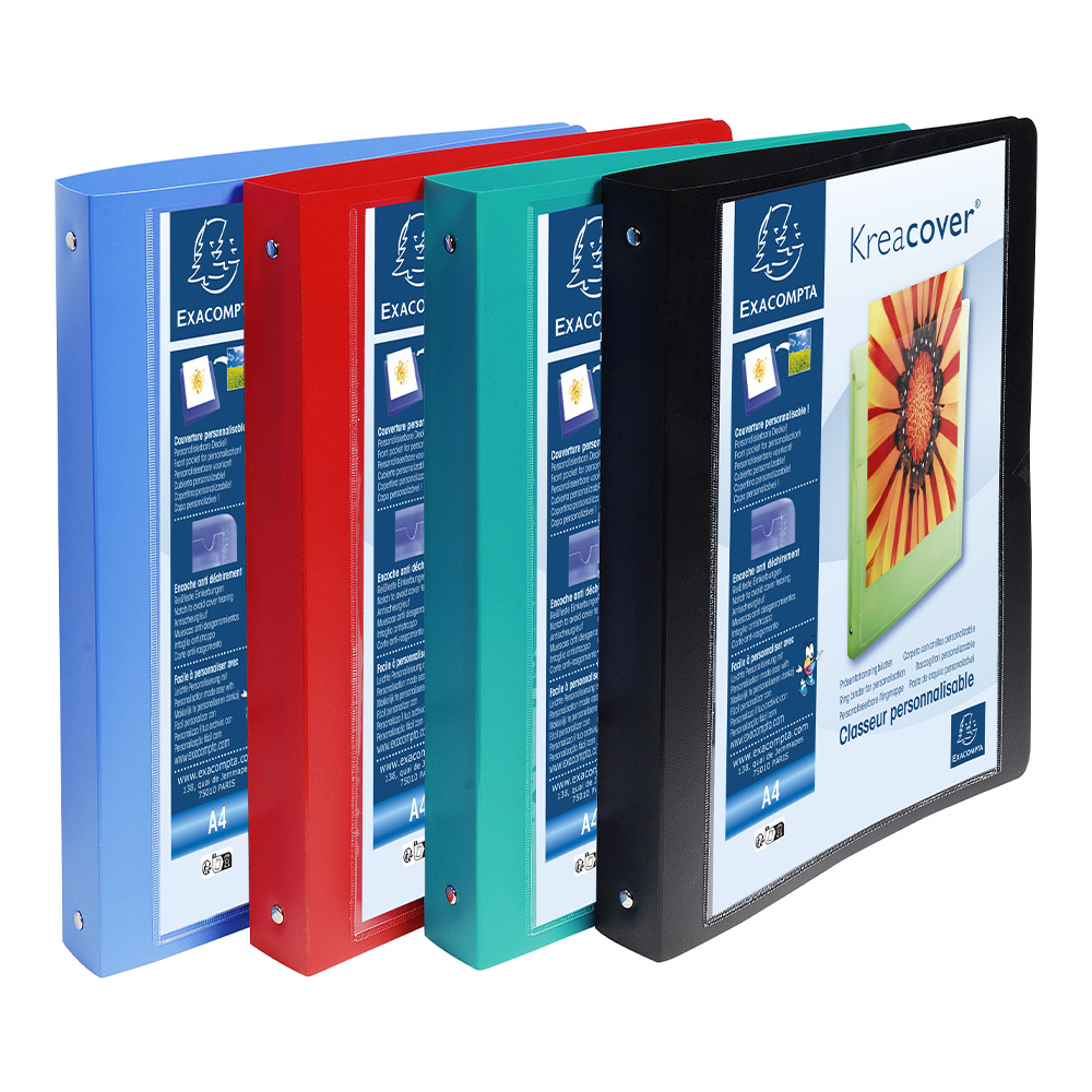 Classeur personnalisable A4+ EXACOMPTA Kreacover 4 anneaux dos 4cm vert ...