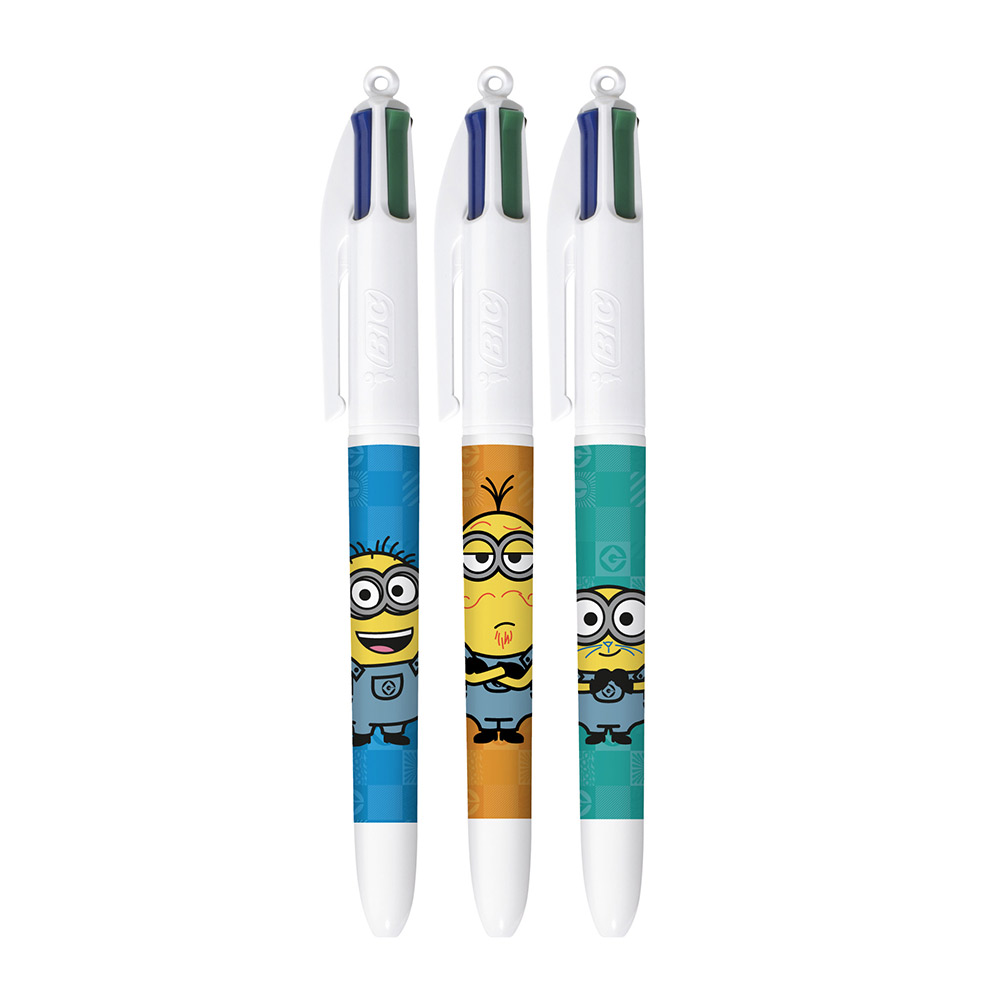 Lot de 3 Stylos Bille BIC Minions 4 couleurs retractable : Chez ...