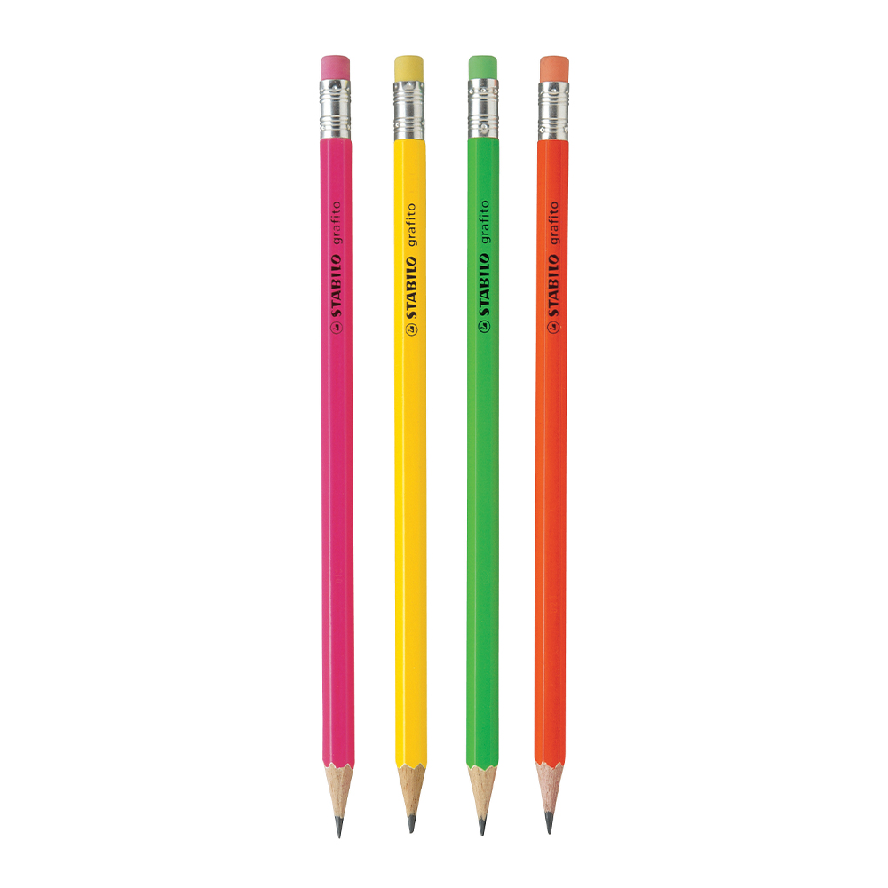 12 crayons graphite HB embout gomme STABILO Swano fluo : Chez ...