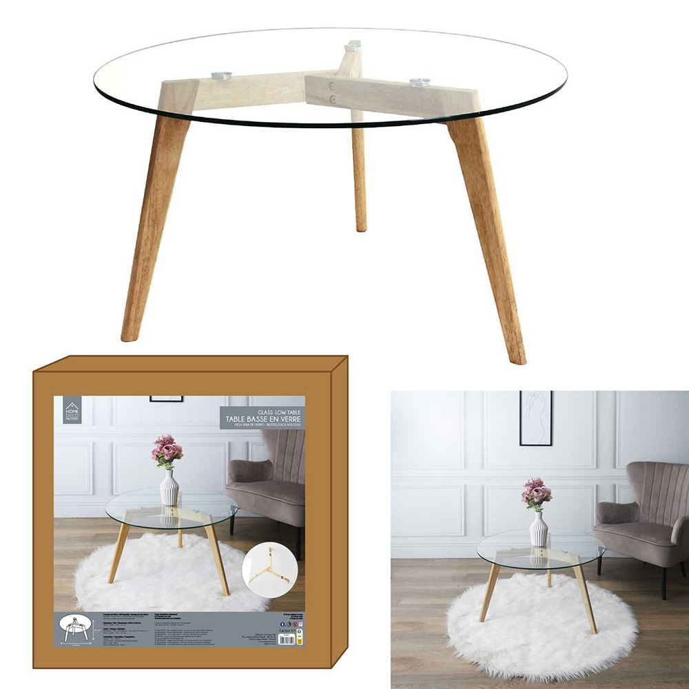 Table basse ronde en verre 80cm : Chez Rentreediscount Ma jolie Déco