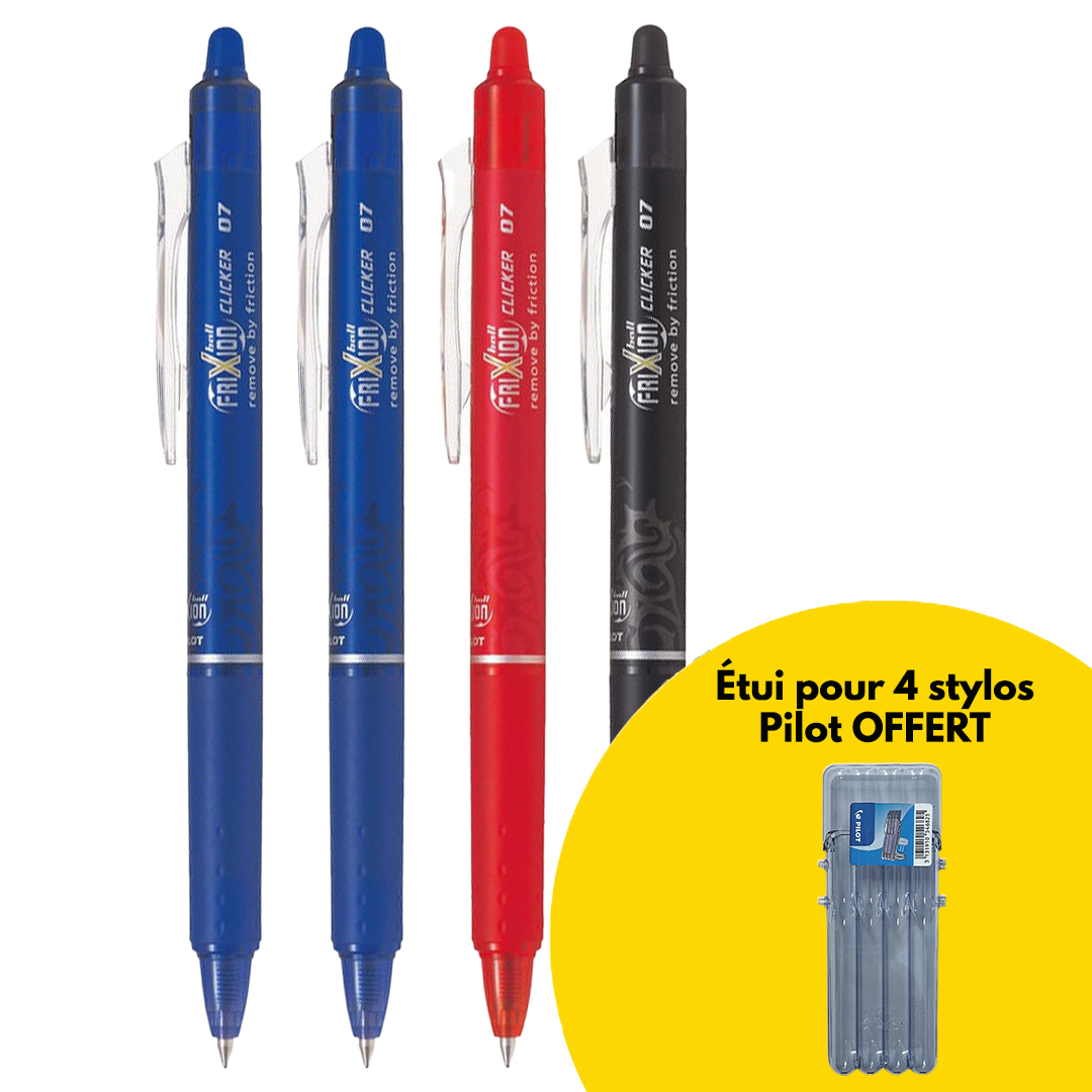 Lot de 4 Stylo roller Pilot Frixion Clicker effaçable et rétractable ...