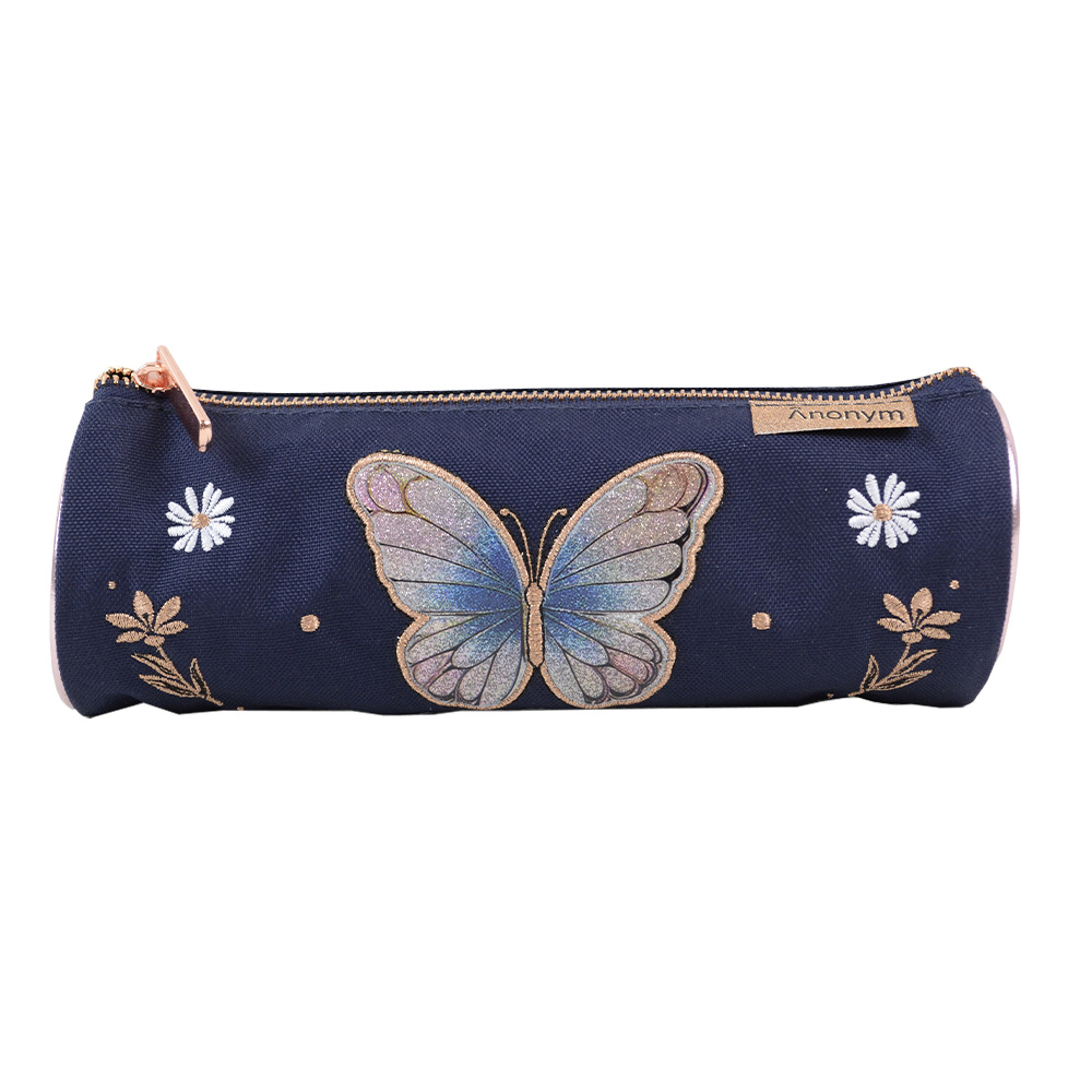 Trousse ronde Glitter Butterfly ANONYM bleu marine : Chez ...