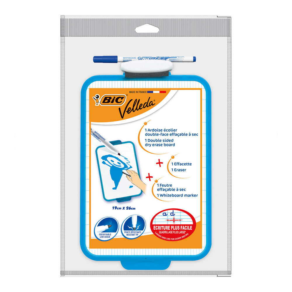 Ardoise Bic effaçable Velleda avec 1 feutre et 1 brosse : Chez ...