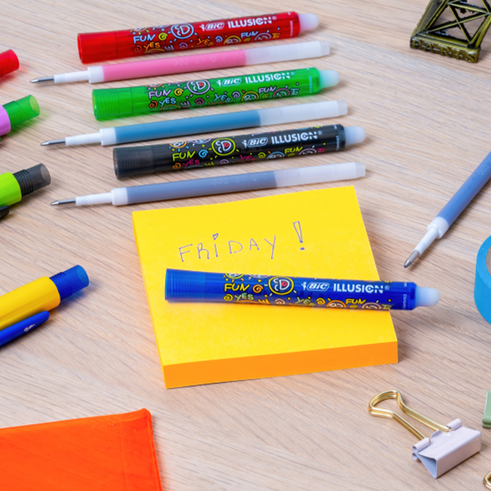 Stylo Roller Effaçable BIC Illusion pointe moyenne Rouge : Chez ...