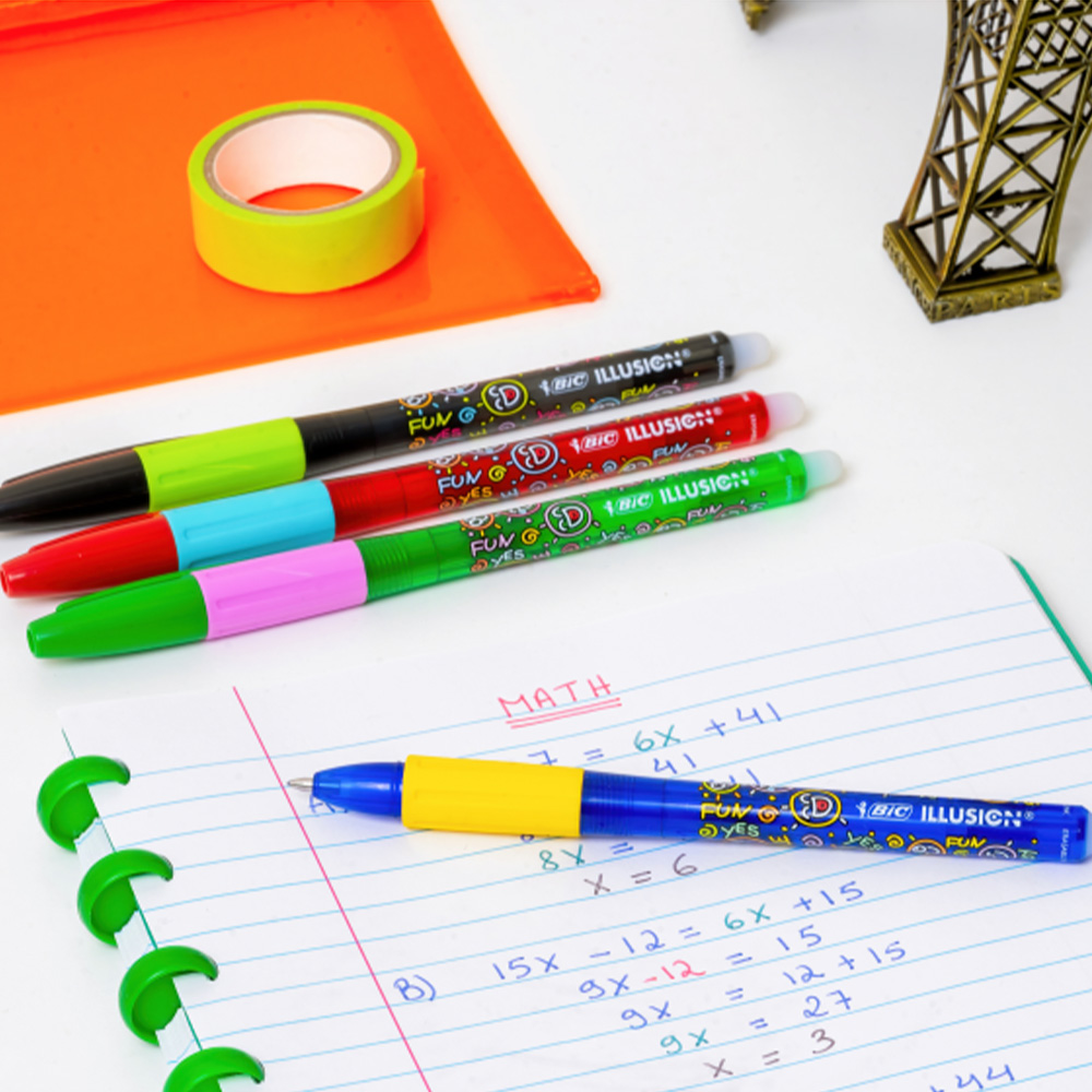 Stylo Roller Effaçable BIC Illusion pointe moyenne Bleu : Chez ...