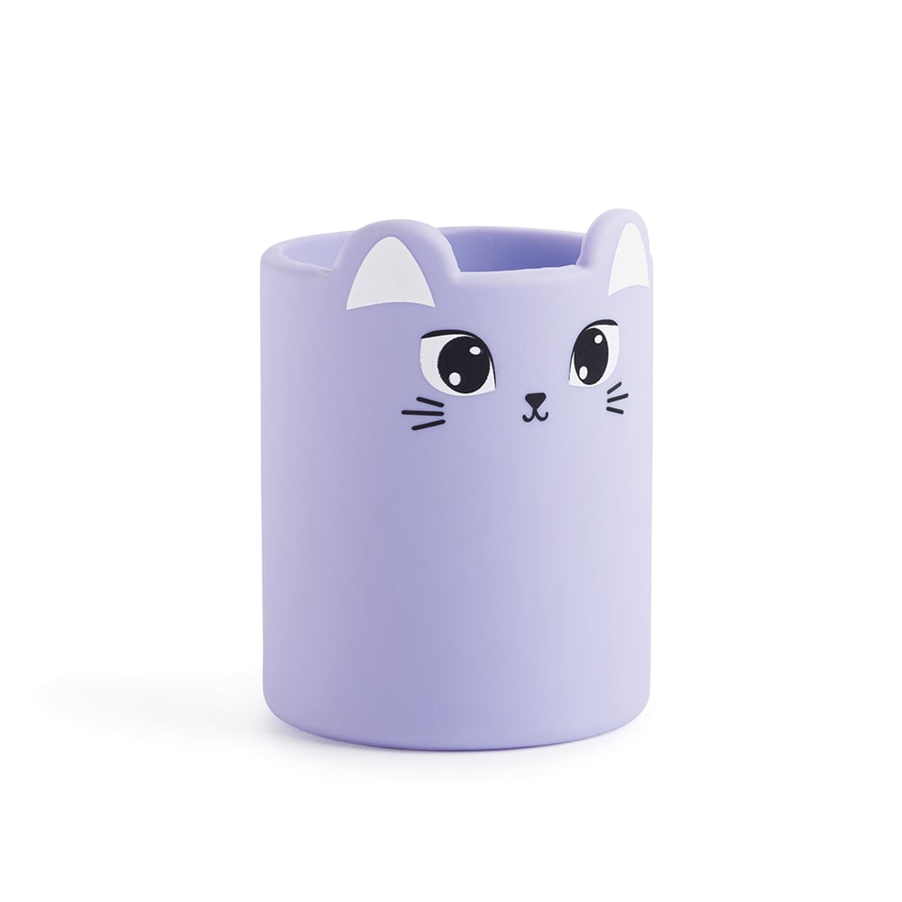 Pot à crayon Chat mauve BACK2FUN en silicone : Chez Rentreediscount ...