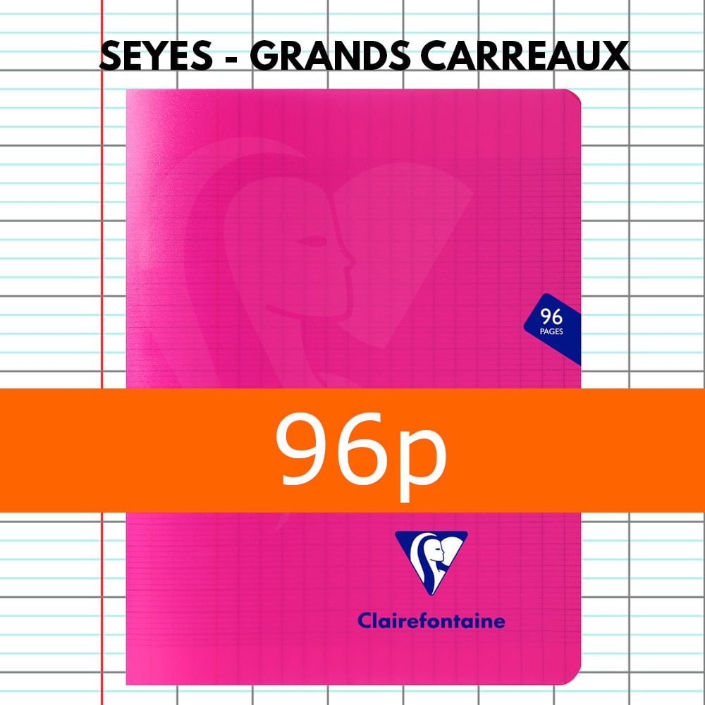 Cahier Couverture plastique Rose CLAIREFONTAINE 17x22 sans spirale 96p ...