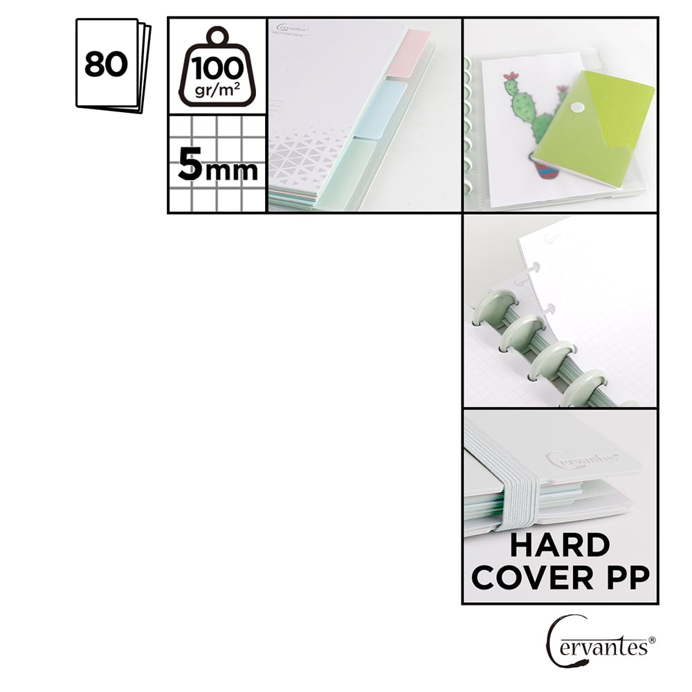 Carnet A5 80 feuilles petits carreaux 5x5 90g vert pastel : Chez ...