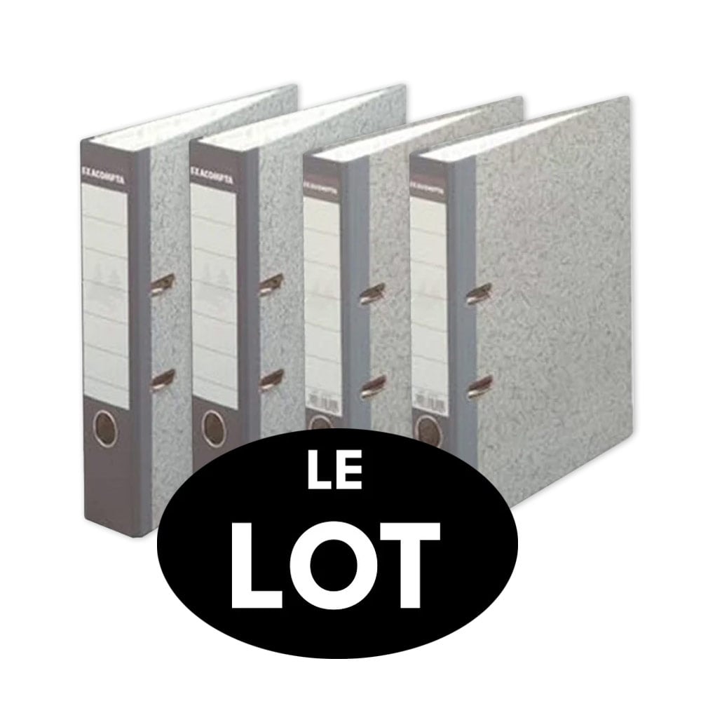 Lot de 4 classeurs à levier EXACOMPTA Gris - 2x dos 5 cm et 2x dos 8 cm ...