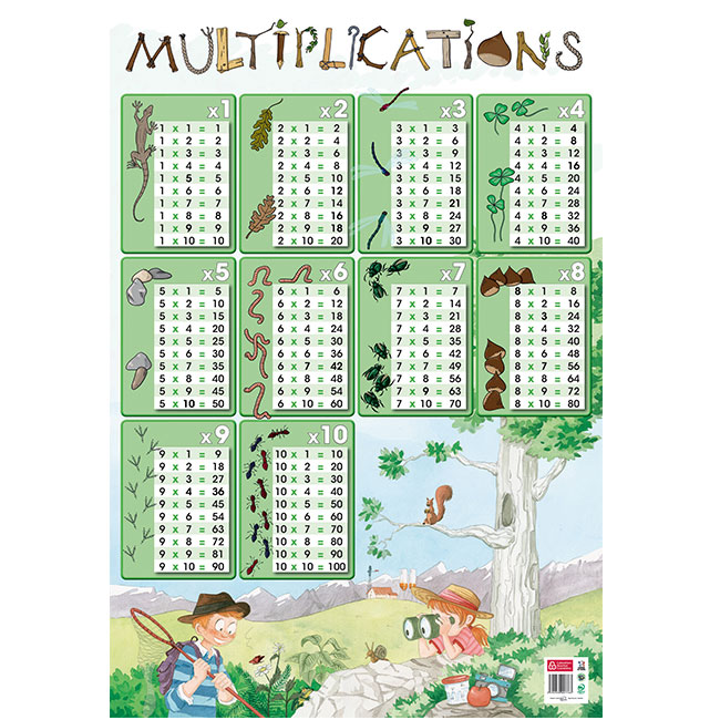 Poster pédagogique Multiplications BOUCHUT 52 x 76 cm : Chez ...
