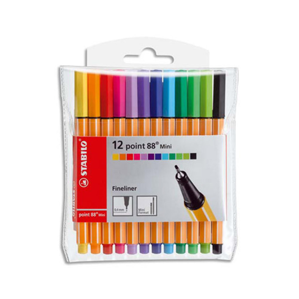 12 Mini feutres Stabilo 88 Point ultra fin : Chez Rentreediscount ...