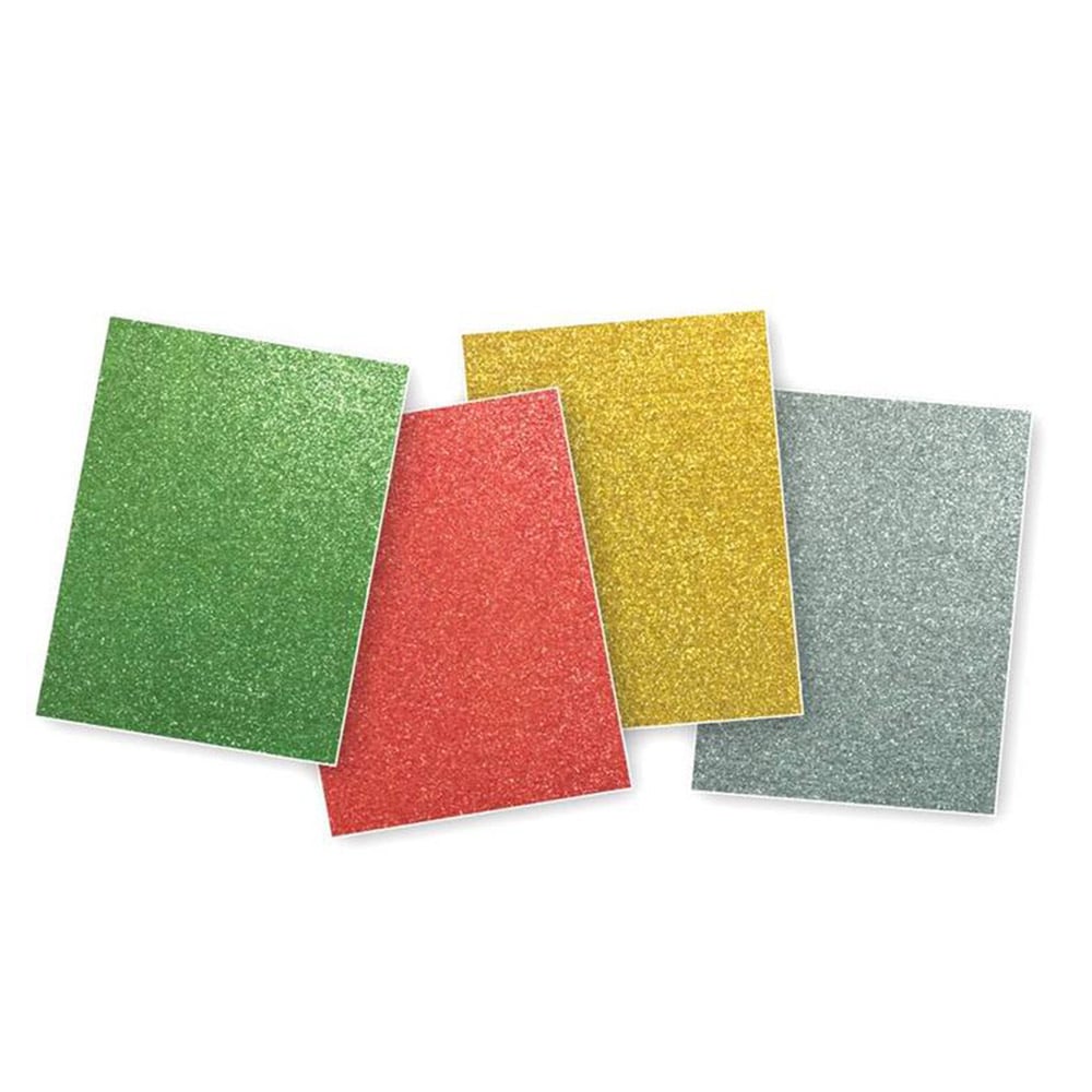 4 feuilles de mousse A4 pailletées argent/or/rouge/vert : Chez ...