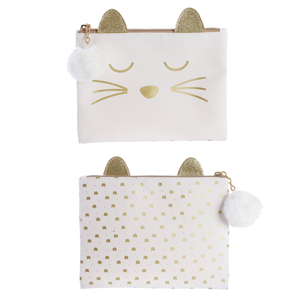 Trousse plate Chat blanche : Chez Rentreediscount Cartables & trousses