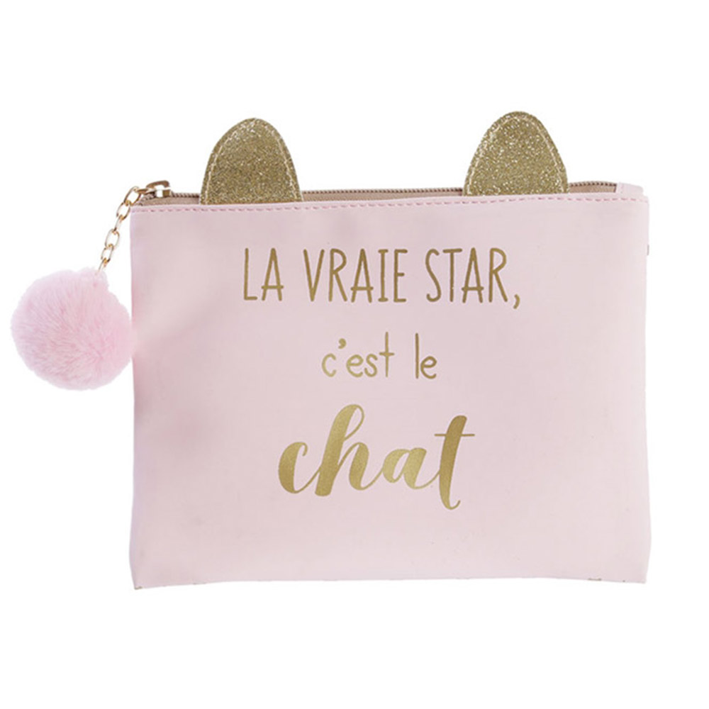 Trousse plate Chat rose : Chez Rentreediscount Cartables & trousses