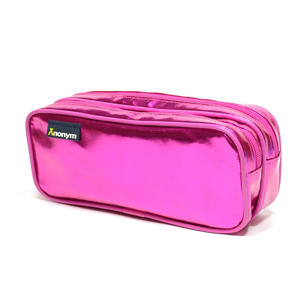 Trousse rectangulaire ANONYM 2 compartiments rose métallique : Chez ...
