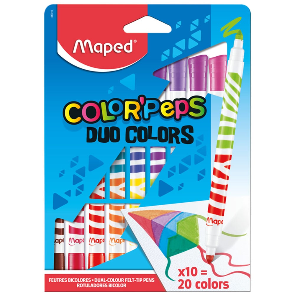 10 feutres double pointe MAPED Duo Colors 20 couleurs : Chez ...
