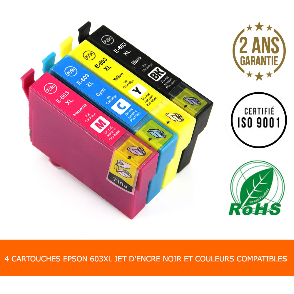 Pack de 4 cartouches EPSON 603XL jet d'encre noir et couleurs ...