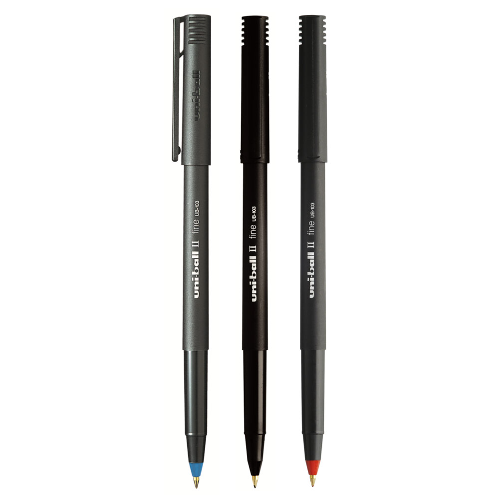 Stylo roller UNIBALL II Fine Éco pointe moyenne Bleu : Chez ...