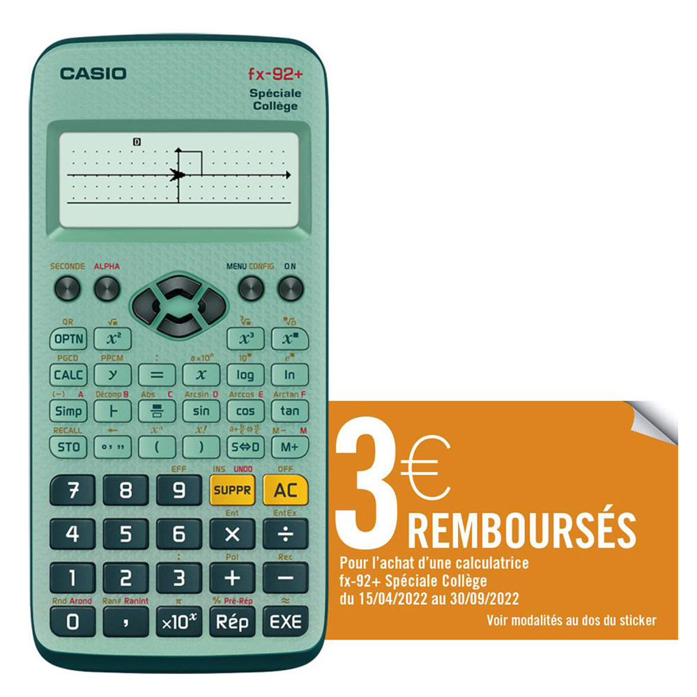 Calculatrice scientifique Casio FX 92 Collège : Chez Rentreediscount ...