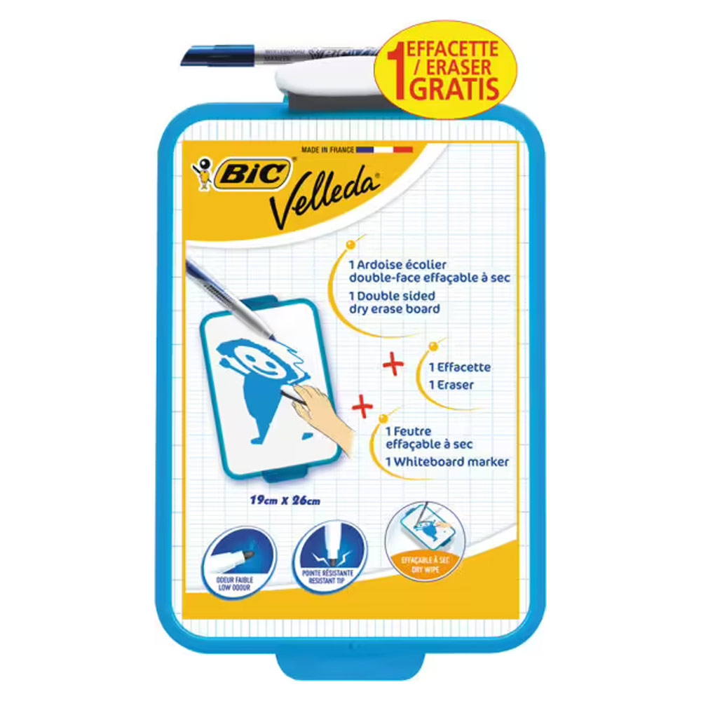 Ardoise Bic effaçable Velleda avec 1 feutre et 1 brosse : Chez ...
